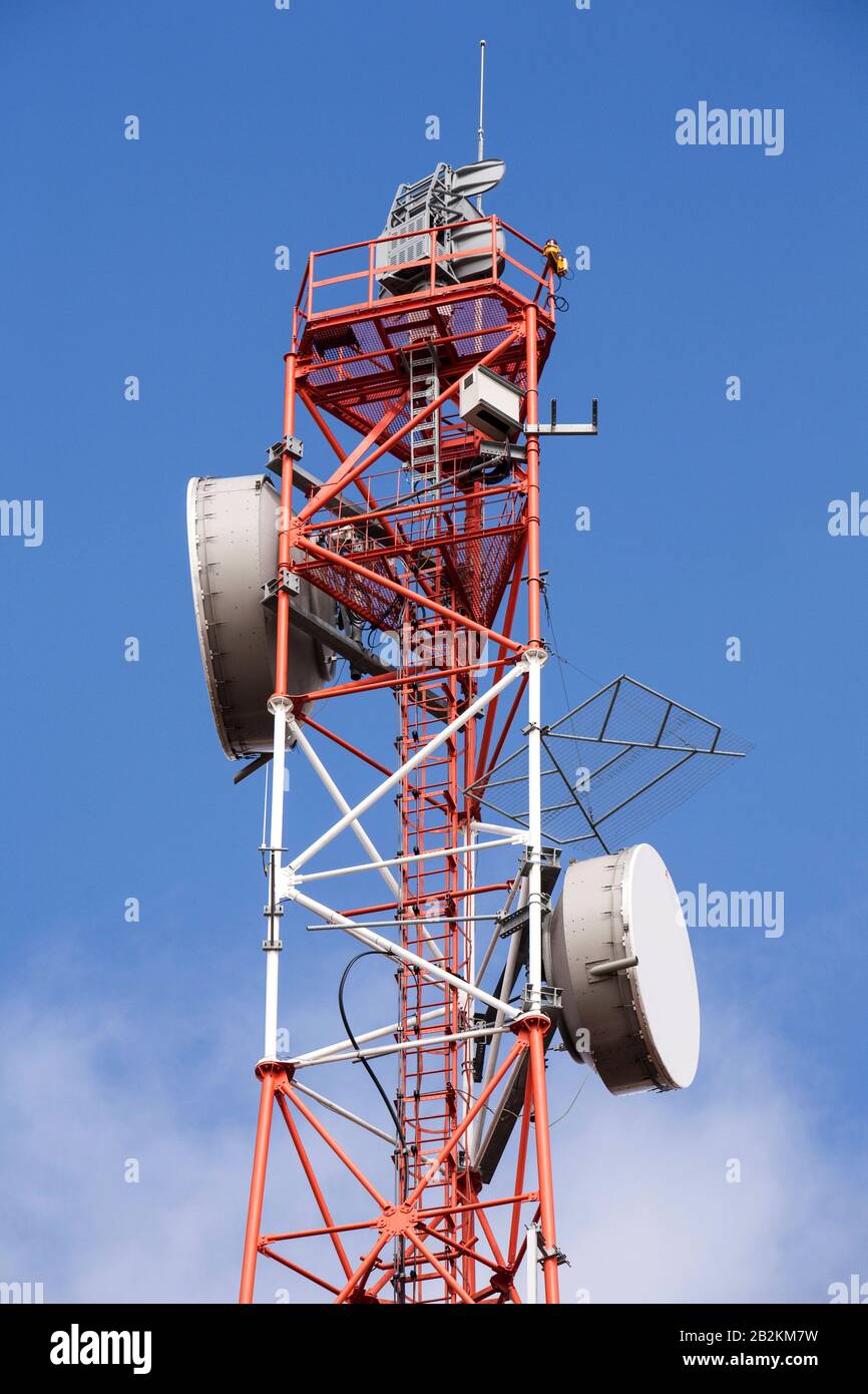 Metal Rig Full Of Powerful Telecommunication Devices And Radar Stock ...