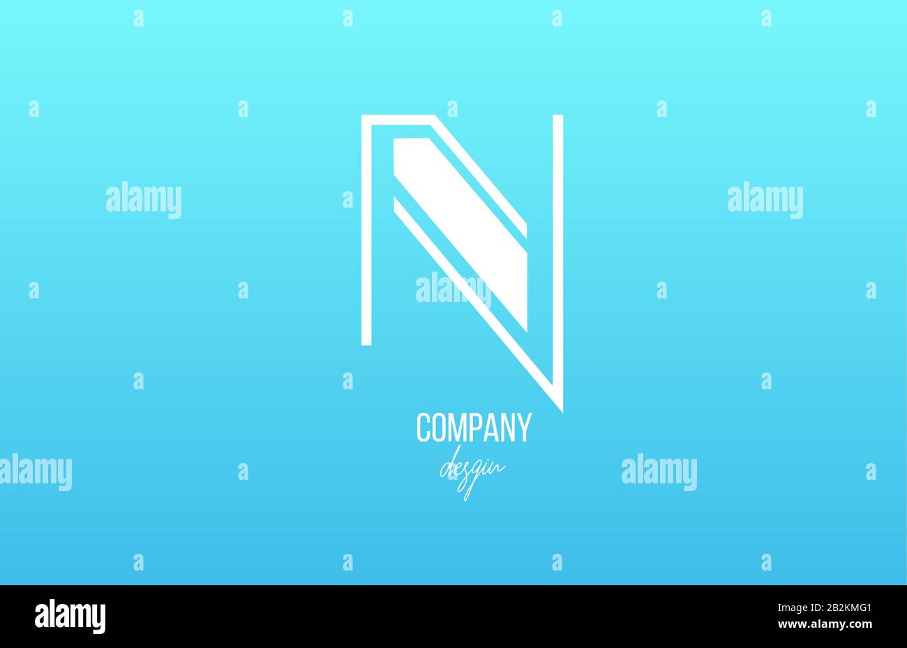 blue white N alphabet letter logo icon with line design for business ...