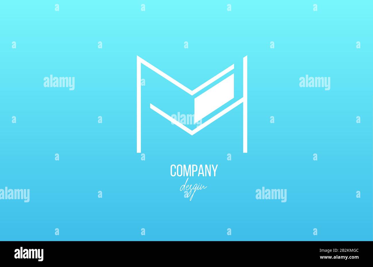 blue white M alphabet letter logo icon with line design for business ...