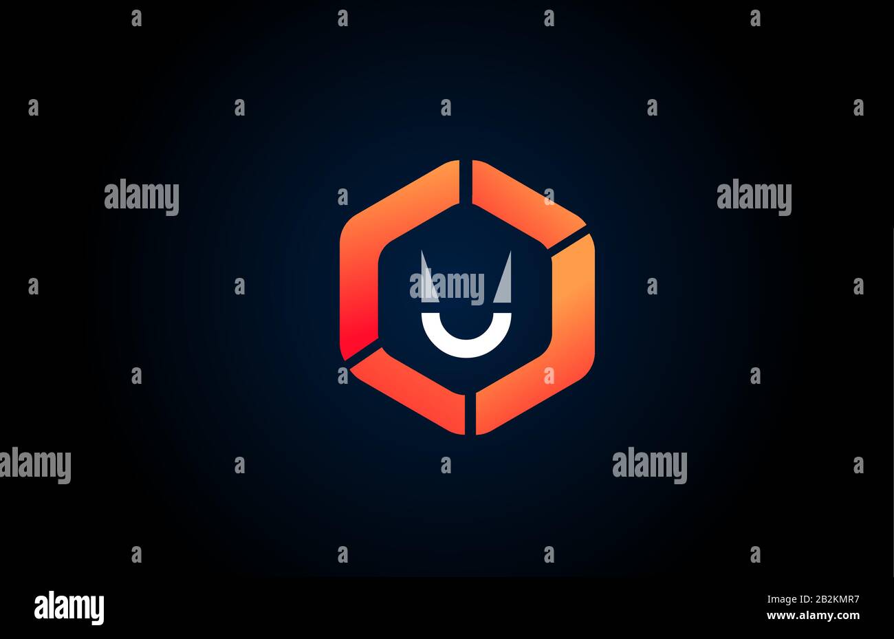 orange white polygon U letter alphabet logo design icon in black and ...
