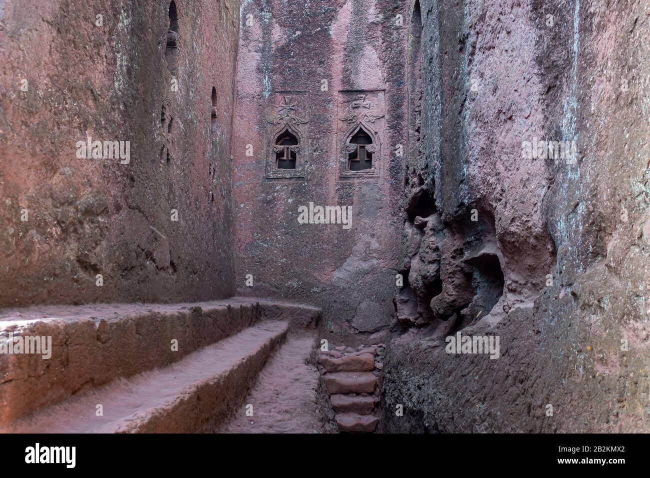 The rock hewn church of Bet Mikael (Debre Sina) in Lalibela, Ethiopia ...