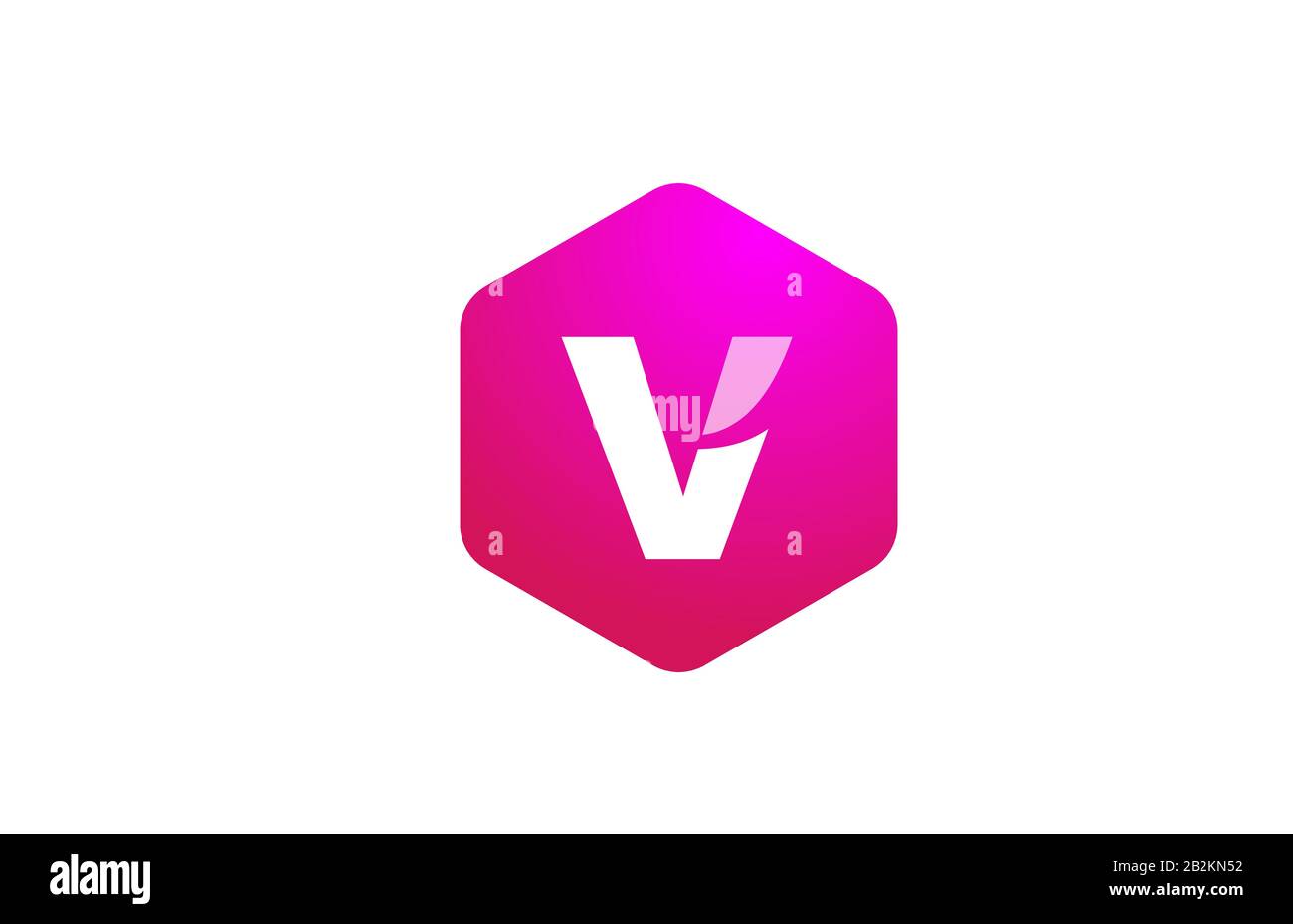 pink white polygon V alphabet letter logo icon with modern design for ...