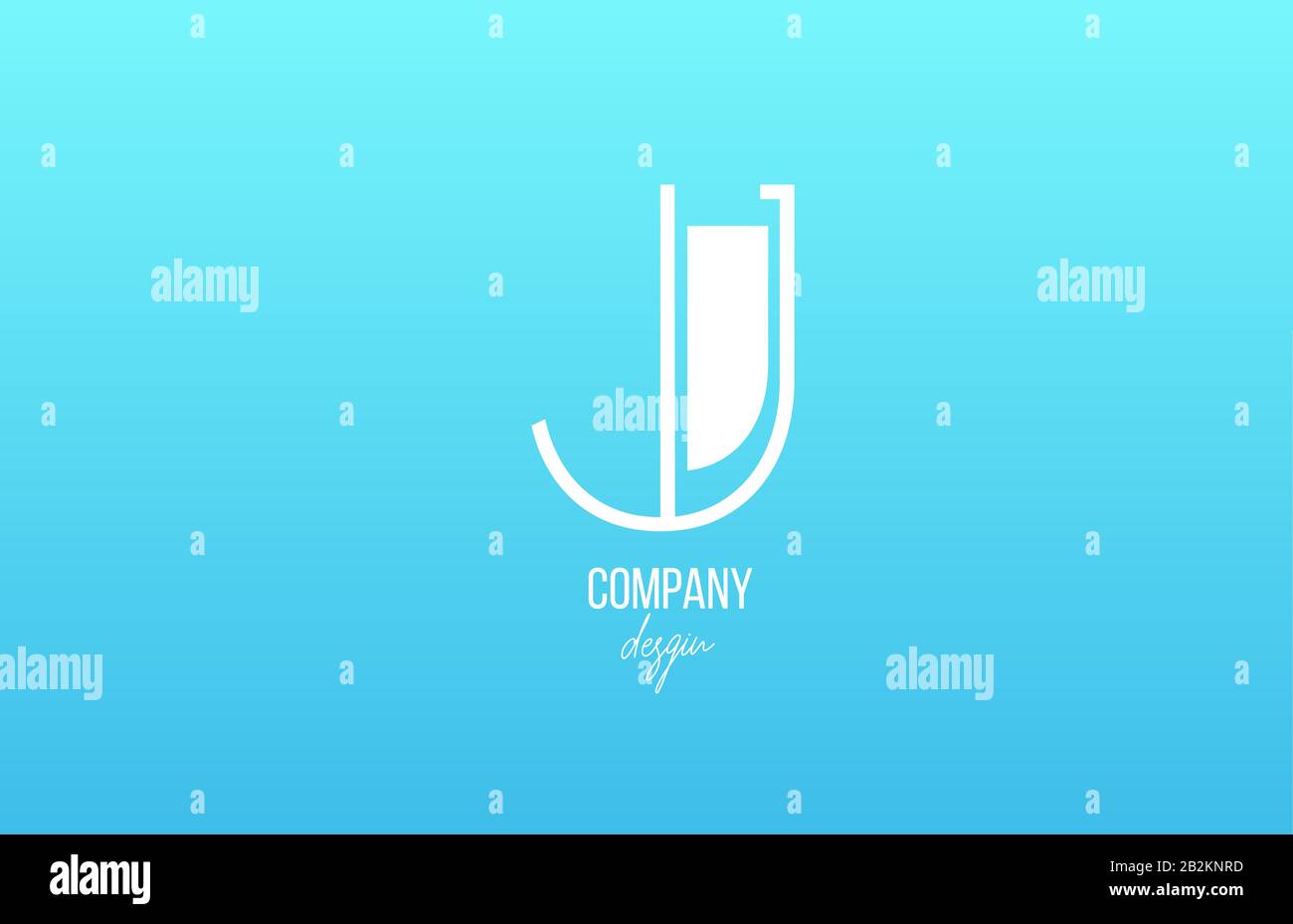 blue white J alphabet letter logo icon with line design for business ...