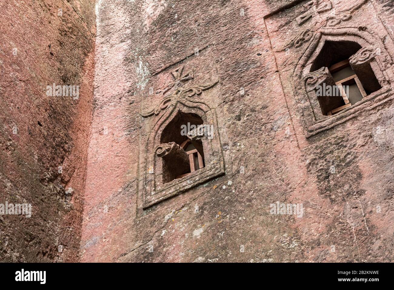 Window detail of the rock hewn church of Bet Mikael (Debre Sina) in ...