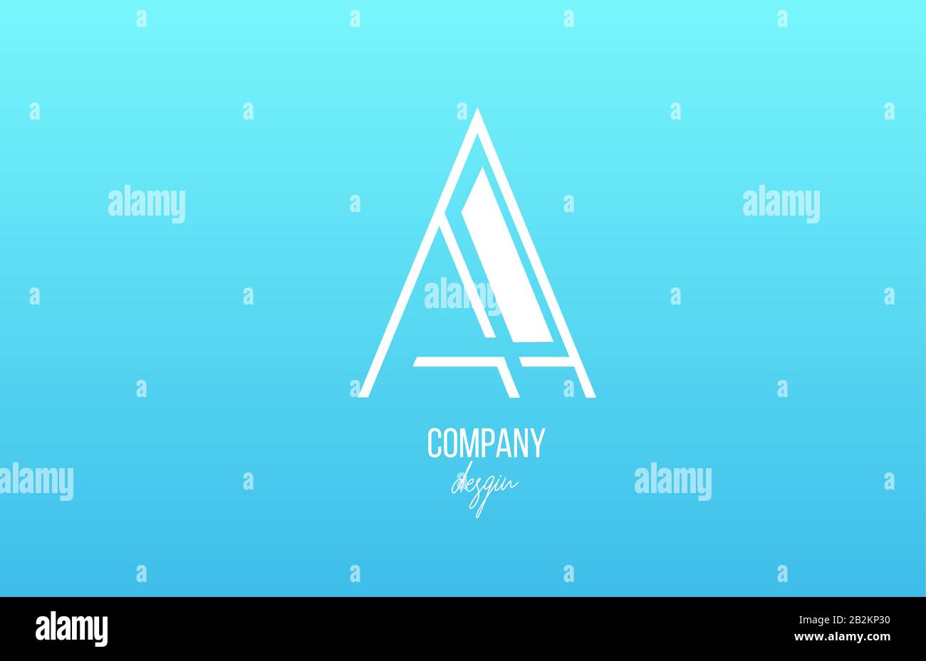 blue white A alphabet letter logo icon with line design for business ...