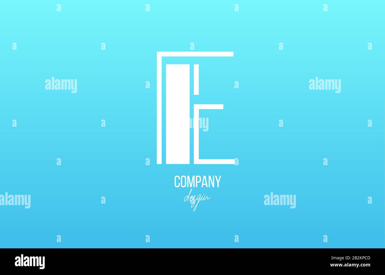 blue white E alphabet letter logo icon with line design for business ...