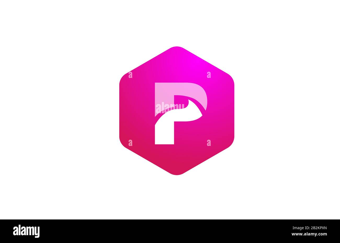 pink white polygon P alphabet letter logo icon with modern design for ...