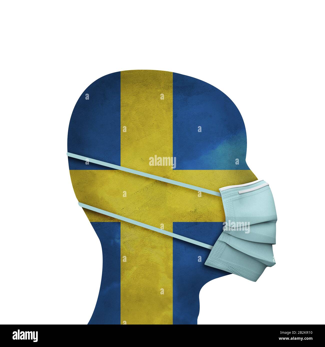 Sweden healthcare. Person with protective face mask. 3D Render Stock ...