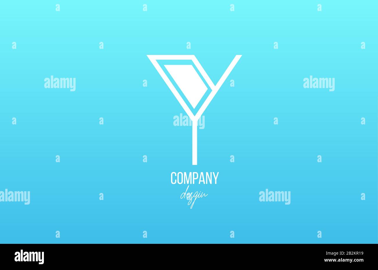 blue white Y alphabet letter logo icon with line design for business ...