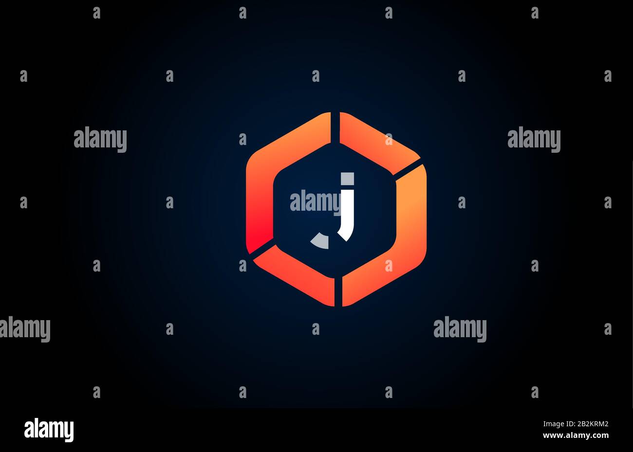 orange white polygon J letter alphabet logo design icon in black and ...