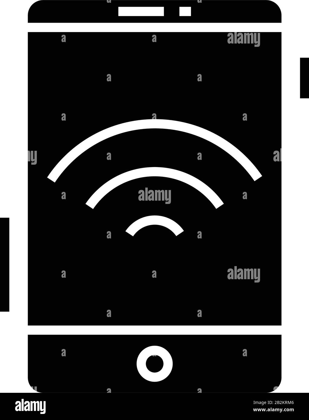 Mobile notification black icon, concept illustration, vector flat ...