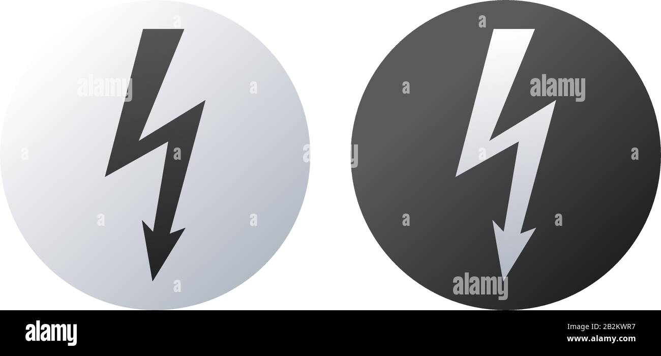 Two Lightning warning buttons. Bolt icon vector. Energy and thunder ...