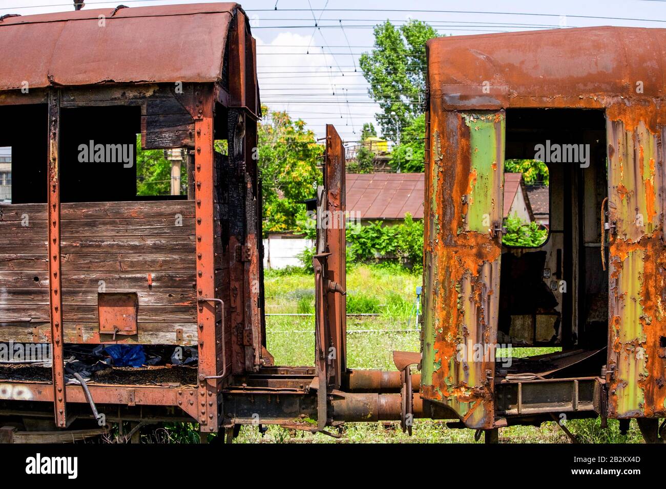 Pair Of Abandoned Wagons Rusty Condition Medium Telephoto Lens Shot ...
