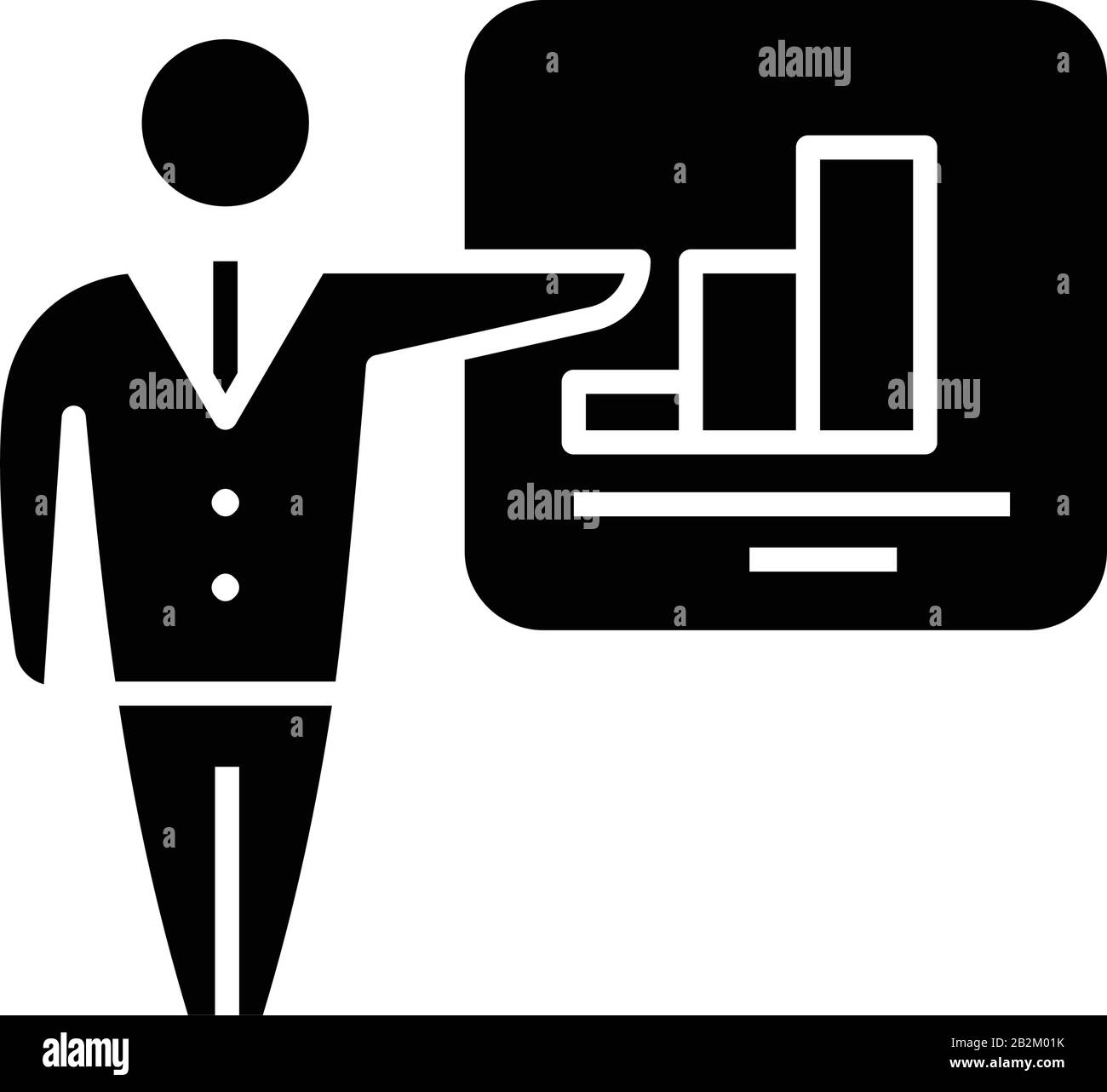 Marketing presentation black icon, concept illustration, vector flat ...