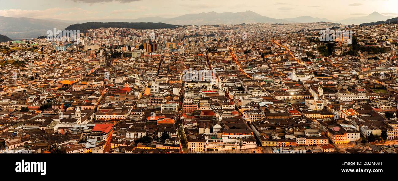 Quito Capital Of Ecuador Panorama As Seen From Panecillo Statue Stock ...