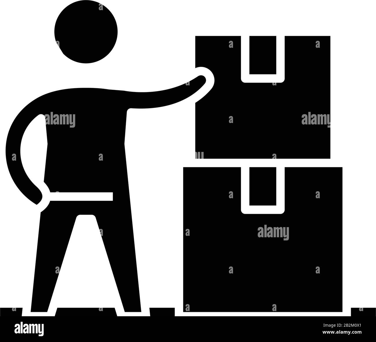 Packing up for moving black icon, concept illustration, vector flat ...