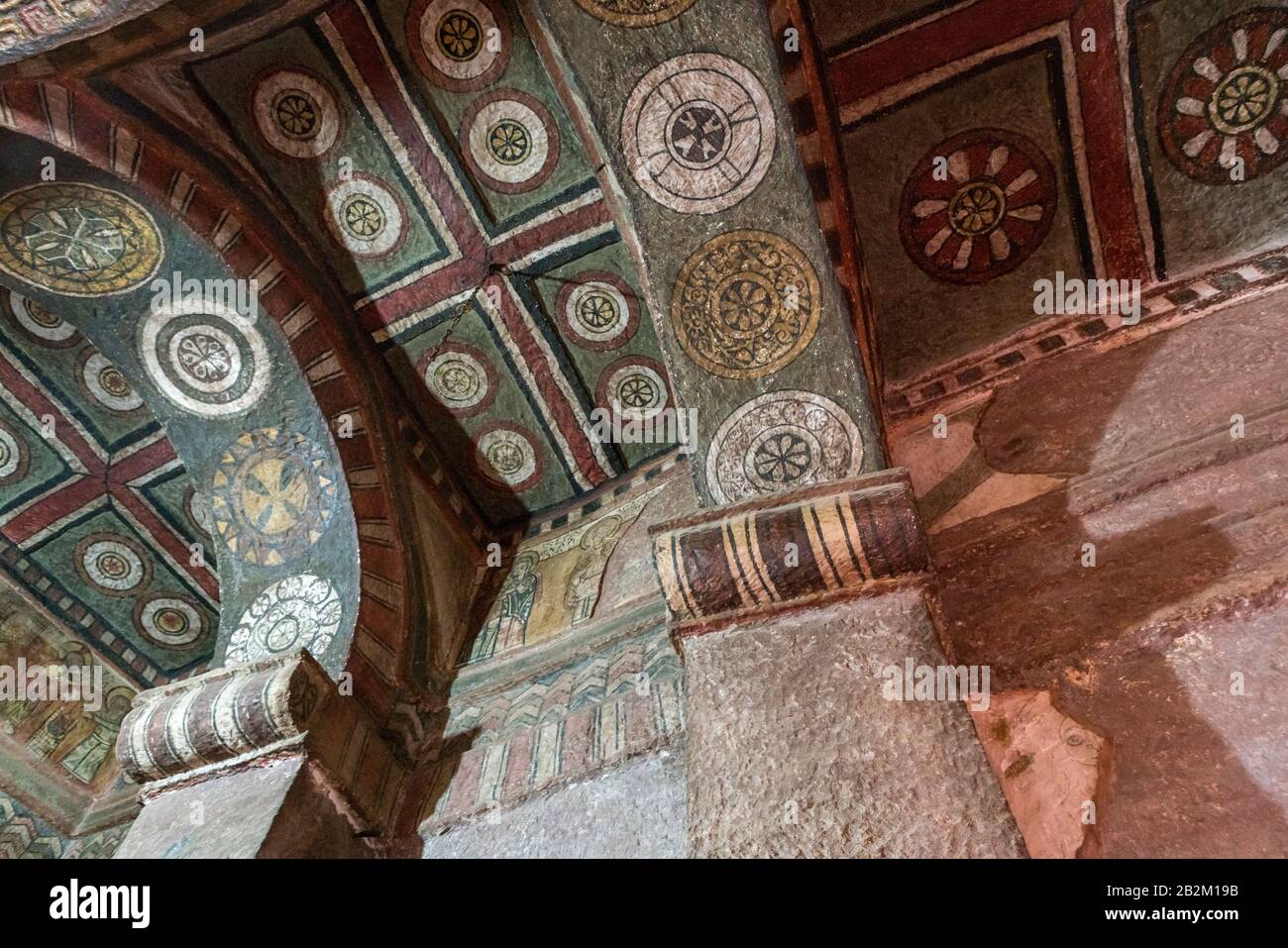 Colouful decorated interior of Biete Mariam - one of the rock hewn ...