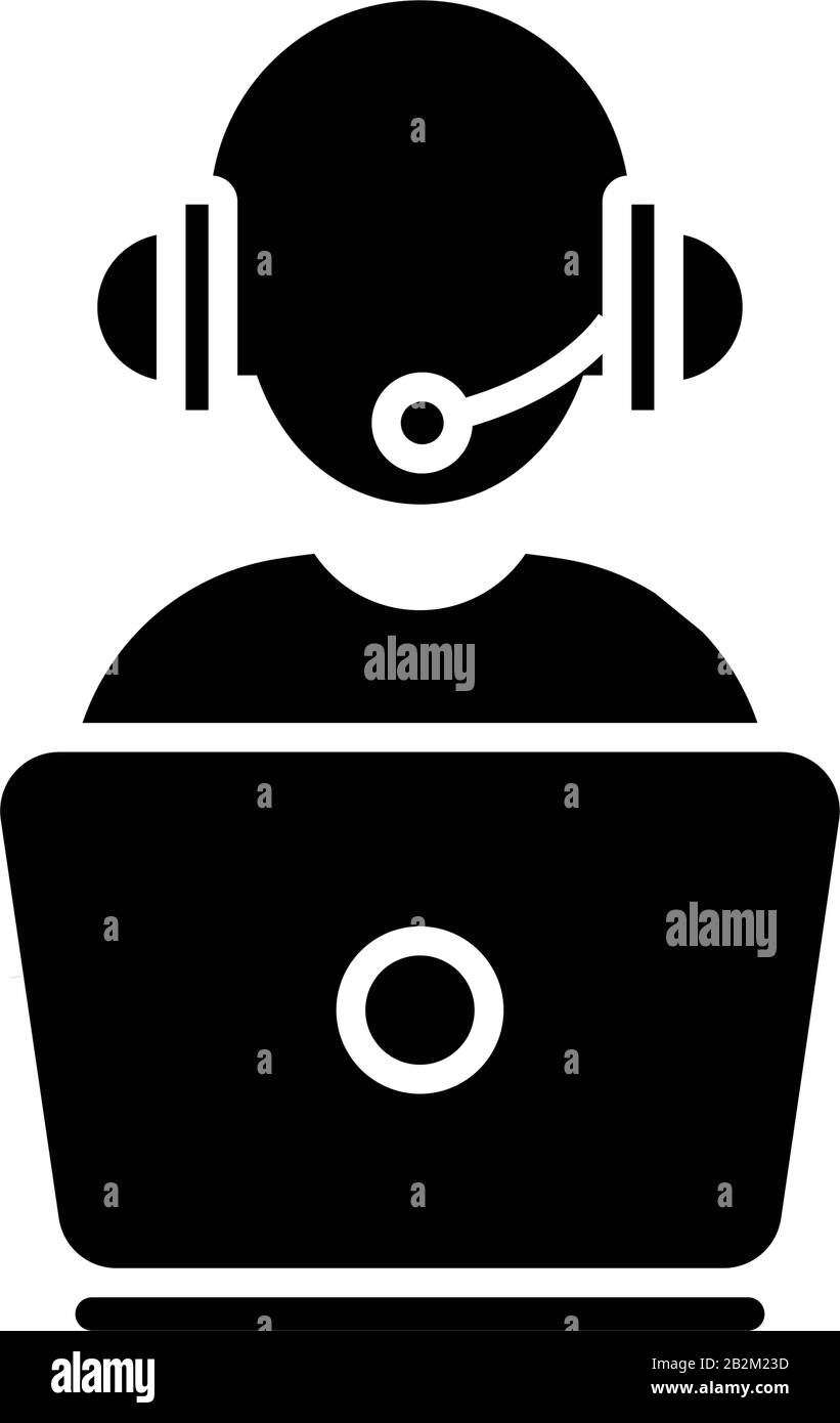 Manager work black icon, concept illustration, vector flat symbol ...