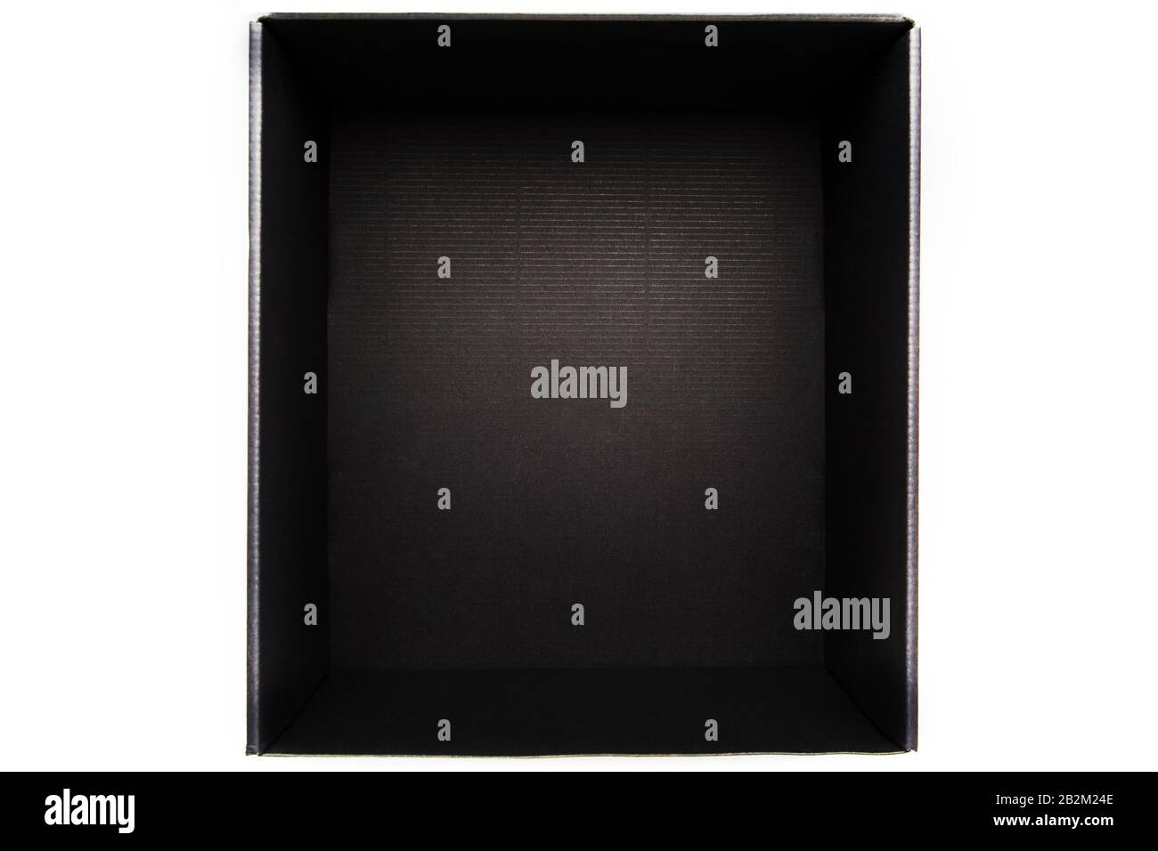 Black box without cover on a white background, view from the inside ...