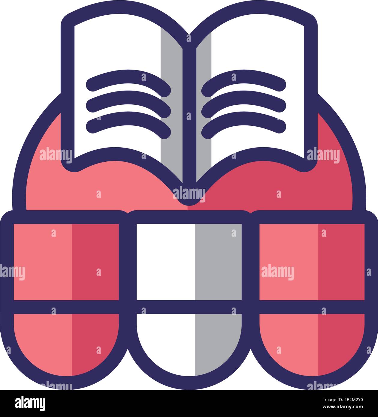 books store over white background, line and fill style icon, vector ...