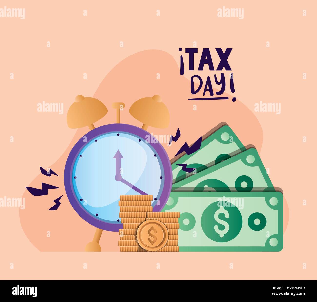 tax day clock coins and bills vector design Stock Vector Image & Art ...
