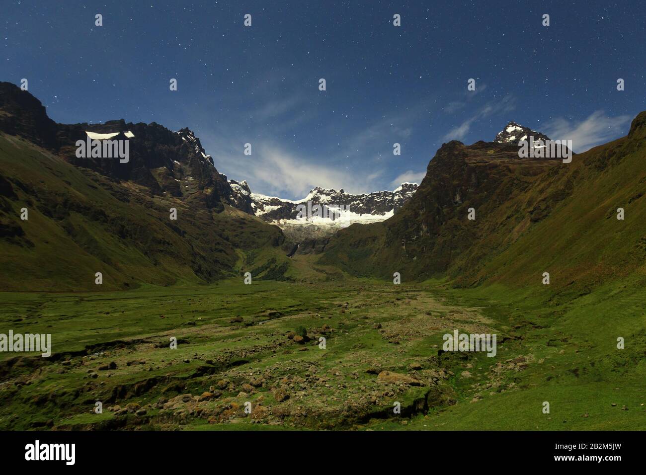 El Altar Volcano In The Moonlight Sangay National Park Ecuador Stock ...