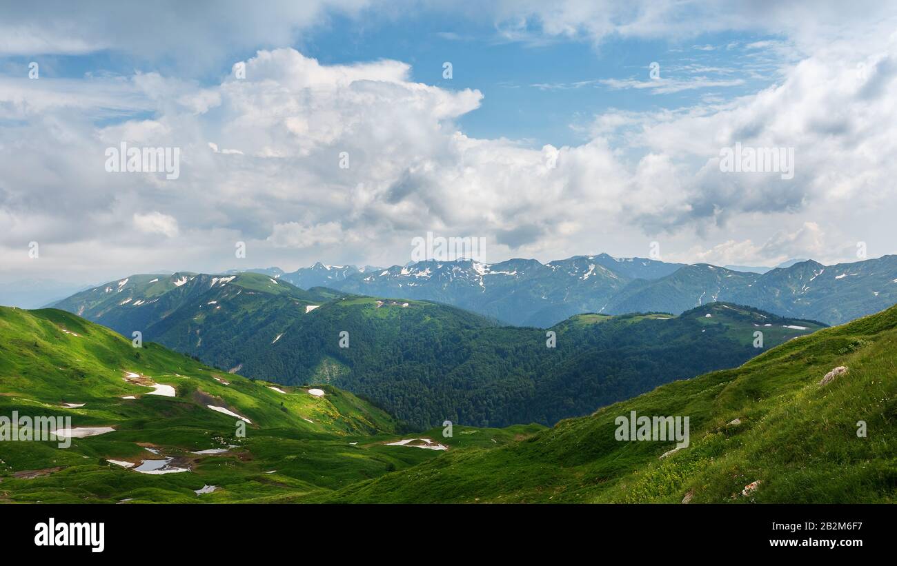 Highlands and green meadows Oshten Fisht in the Caucasus Reserve ...