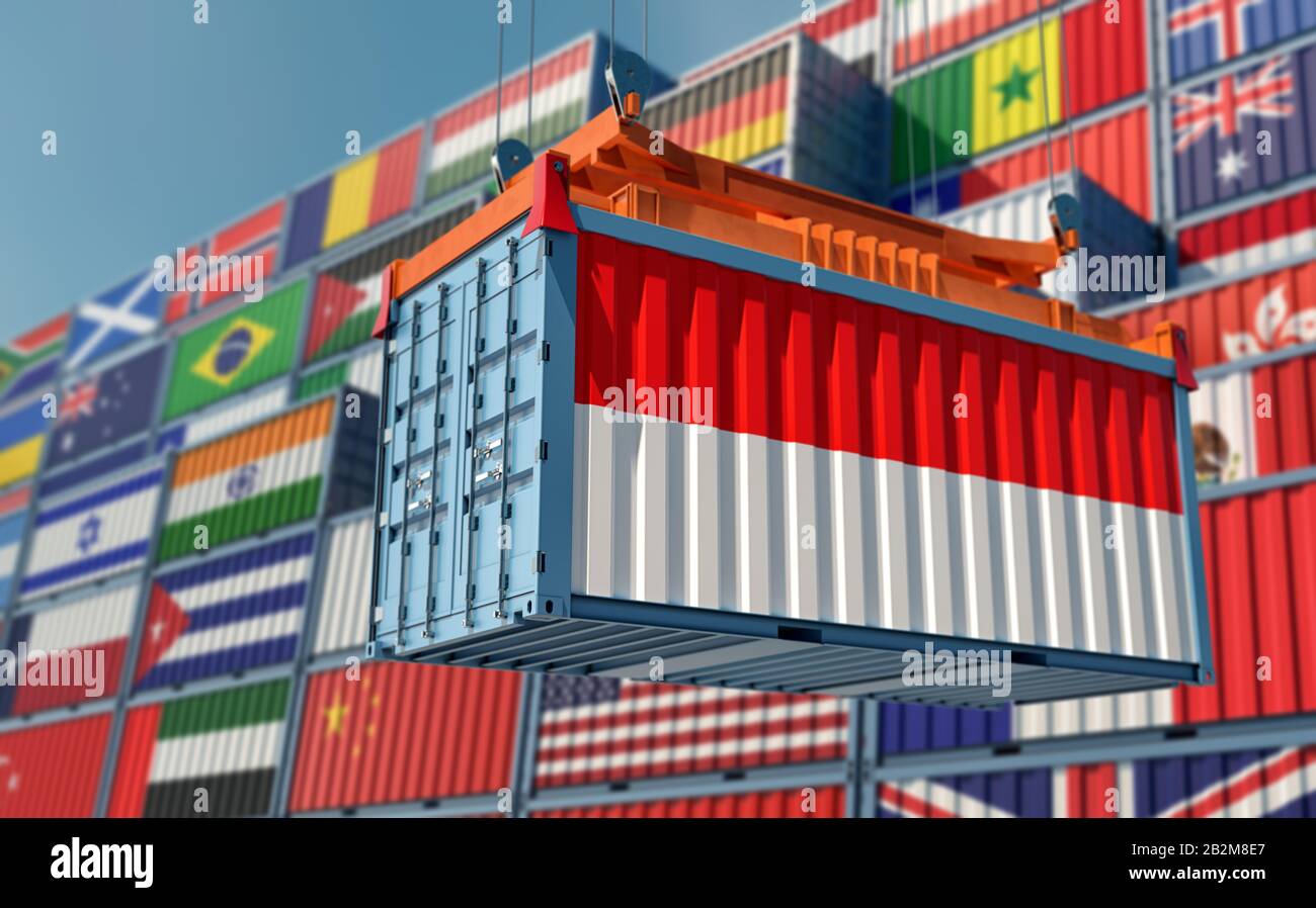 Shipping containers with Indonesia flag. 3D Rendering Stock Photo - Alamy
