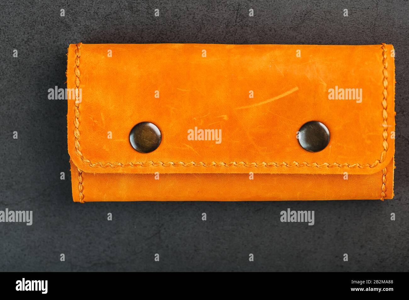 front view of brown leather wallet isolated on white background Stock ...