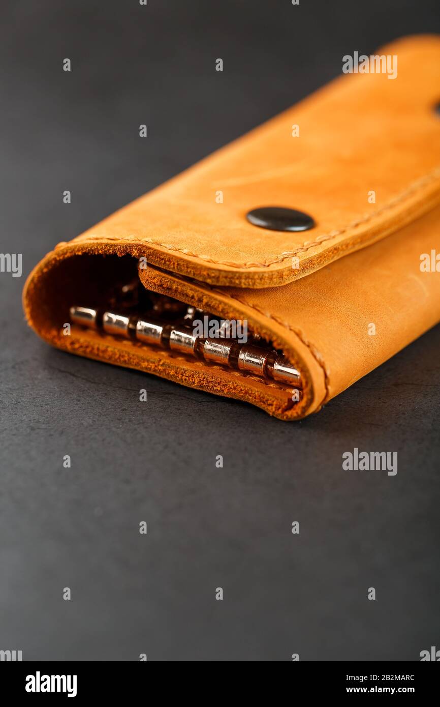 front view of brown leather wallet isolated on white background Stock ...