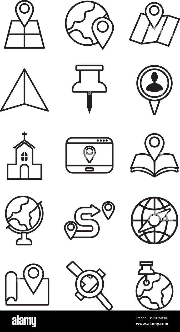 bundle of map line icons Stock Vector Image & Art - Alamy