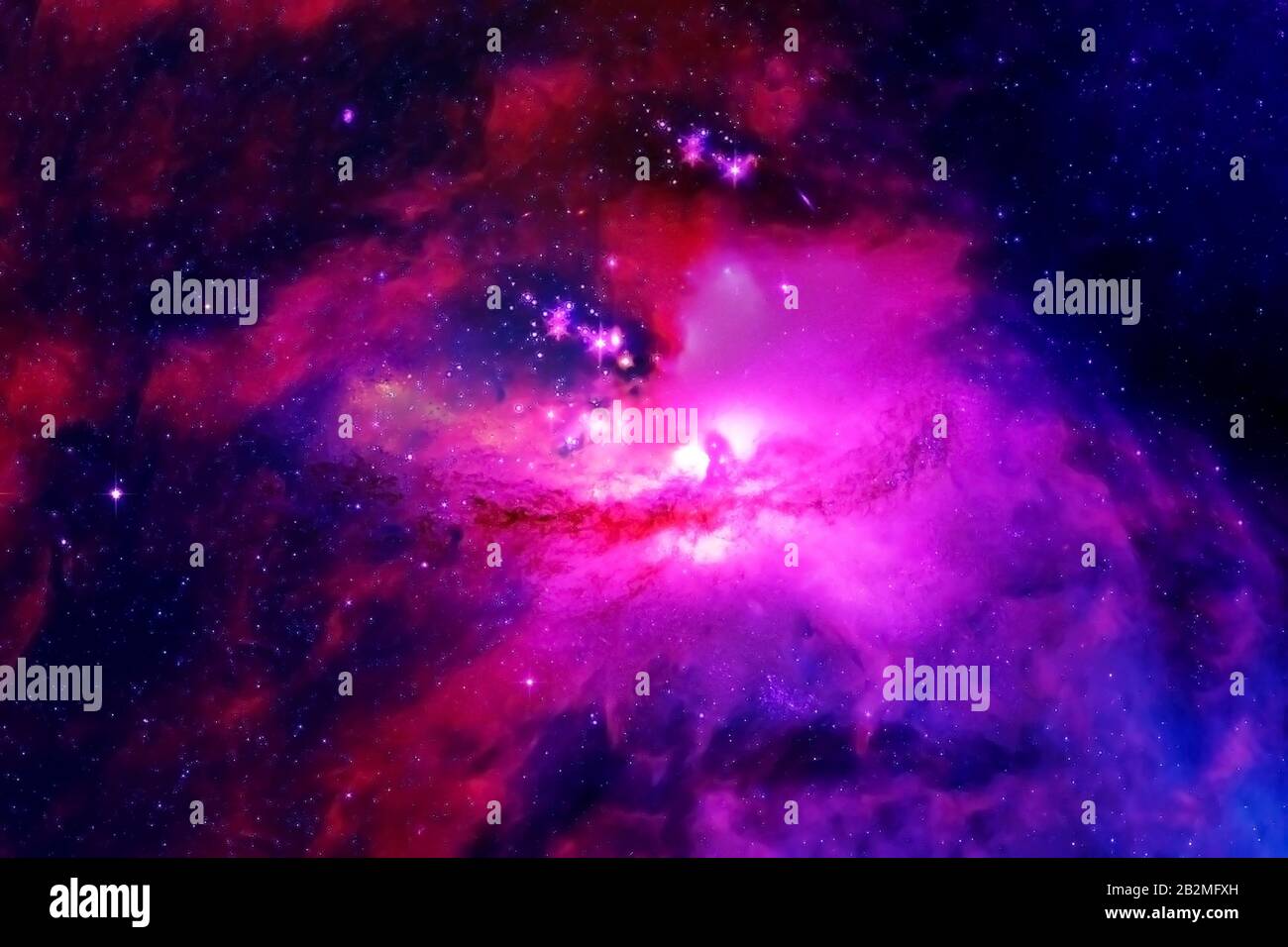 A beautiful nebula of different colors, with stars and galaxies ...