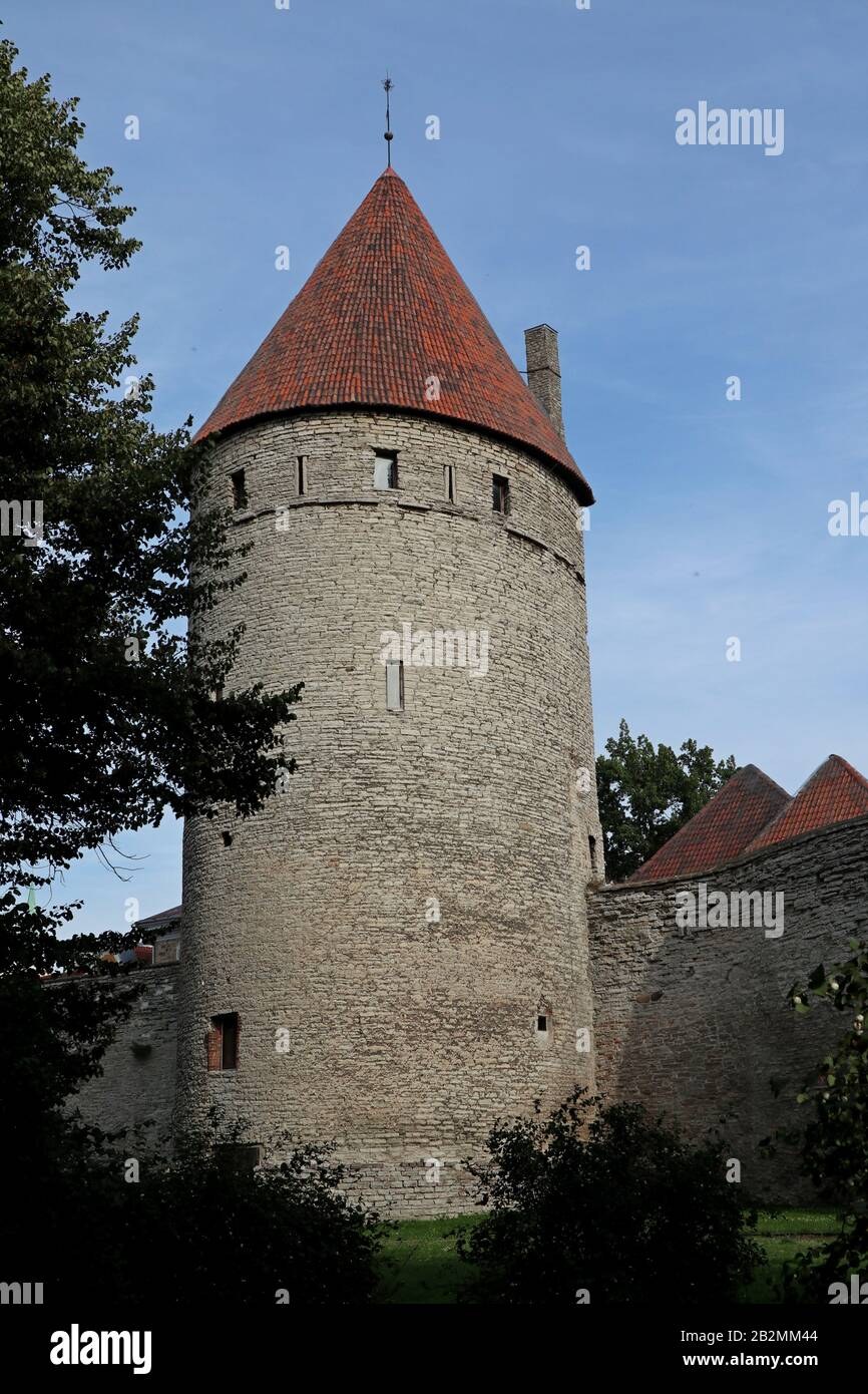 Medieval stone fortress old buildings in Tallinn Estonia. Capital ...