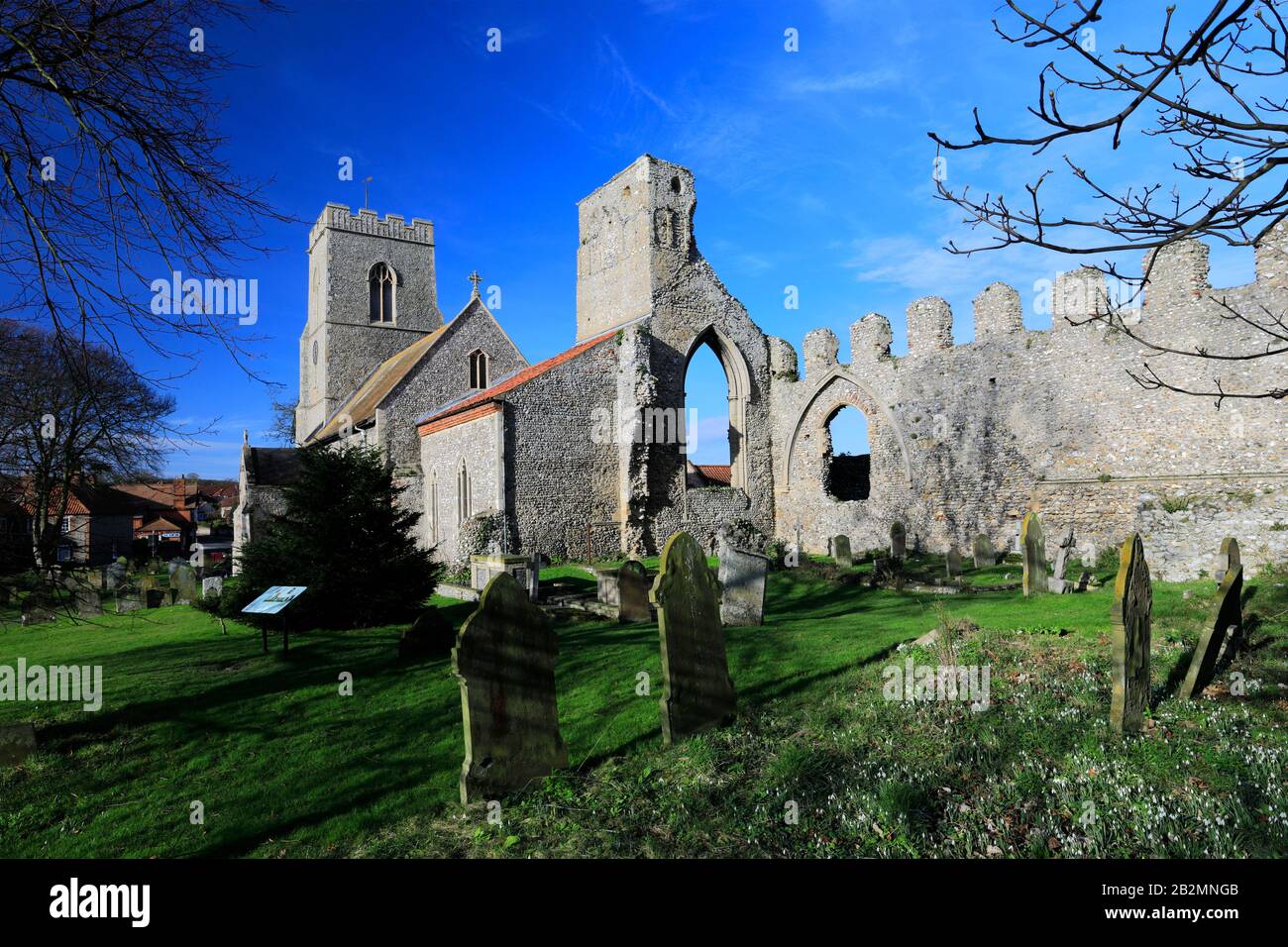 View of Weybourne Priory and All Saints Church, Weybourne village ...