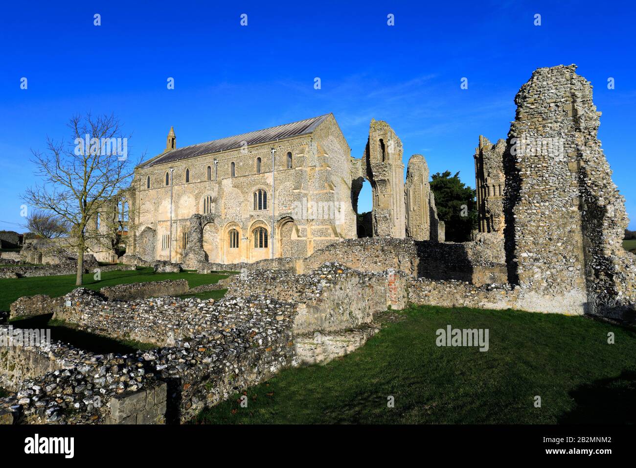 View over St Marys Priory or Binham Priory, Binham village, North ...