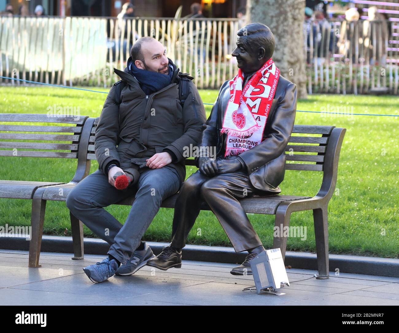 London, UK. Mr Bean statue at Launch of a trail of cinematic bronze ...