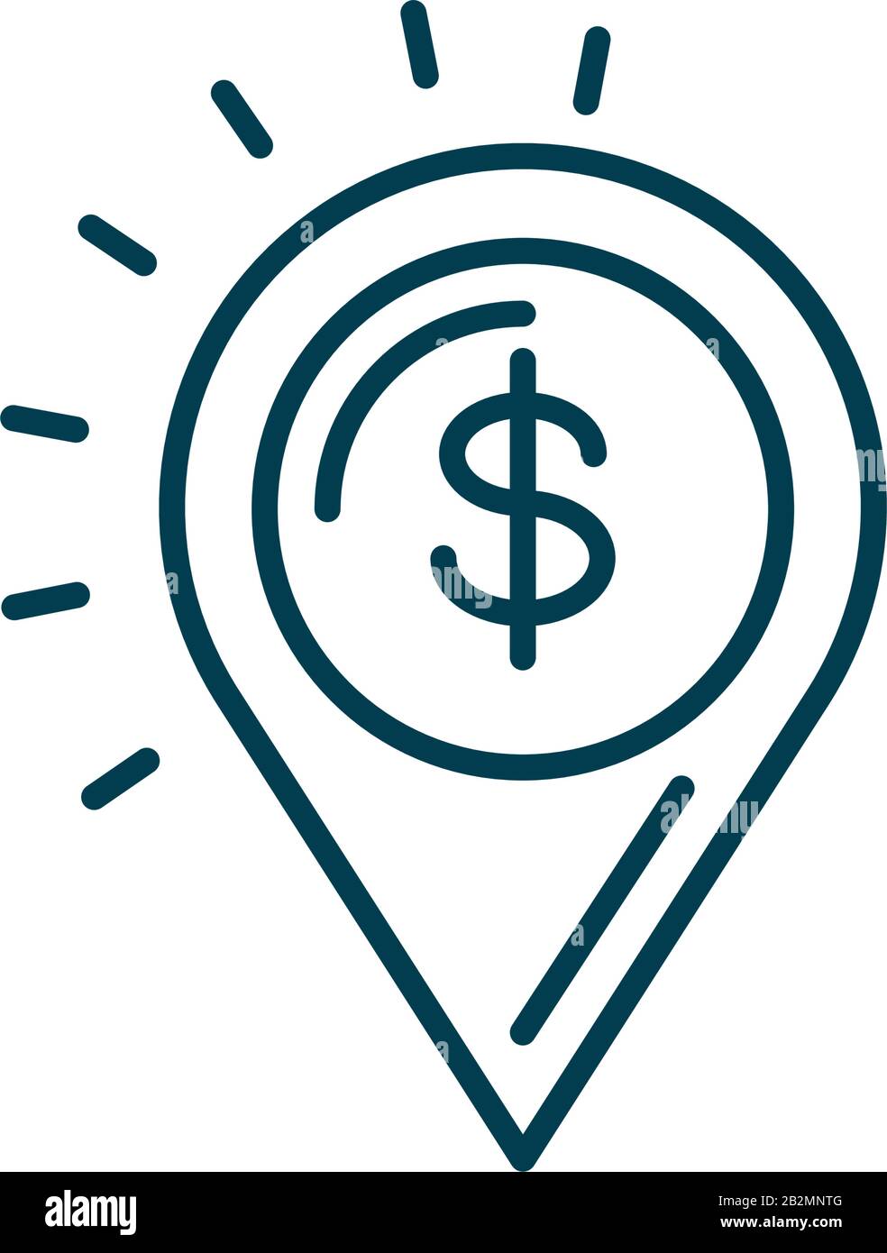 location pin with money symbol icon over white background, line style ...