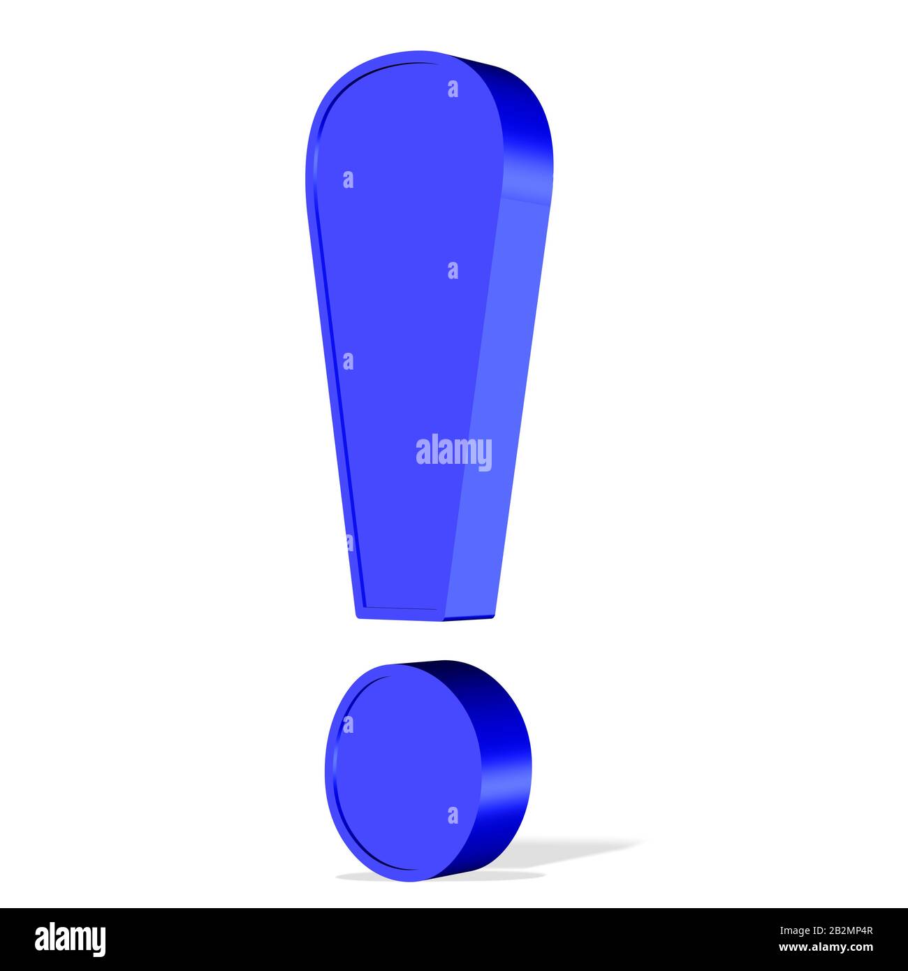 Blue exclamation mark against white background, 3d illustration Stock ...