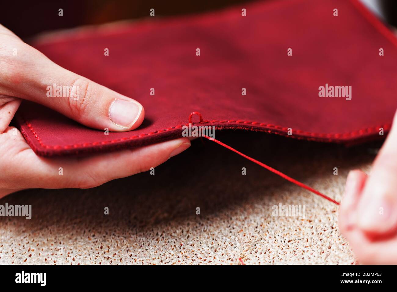 Conceptual profession of a Tanner. The woman's hands closed around the ...