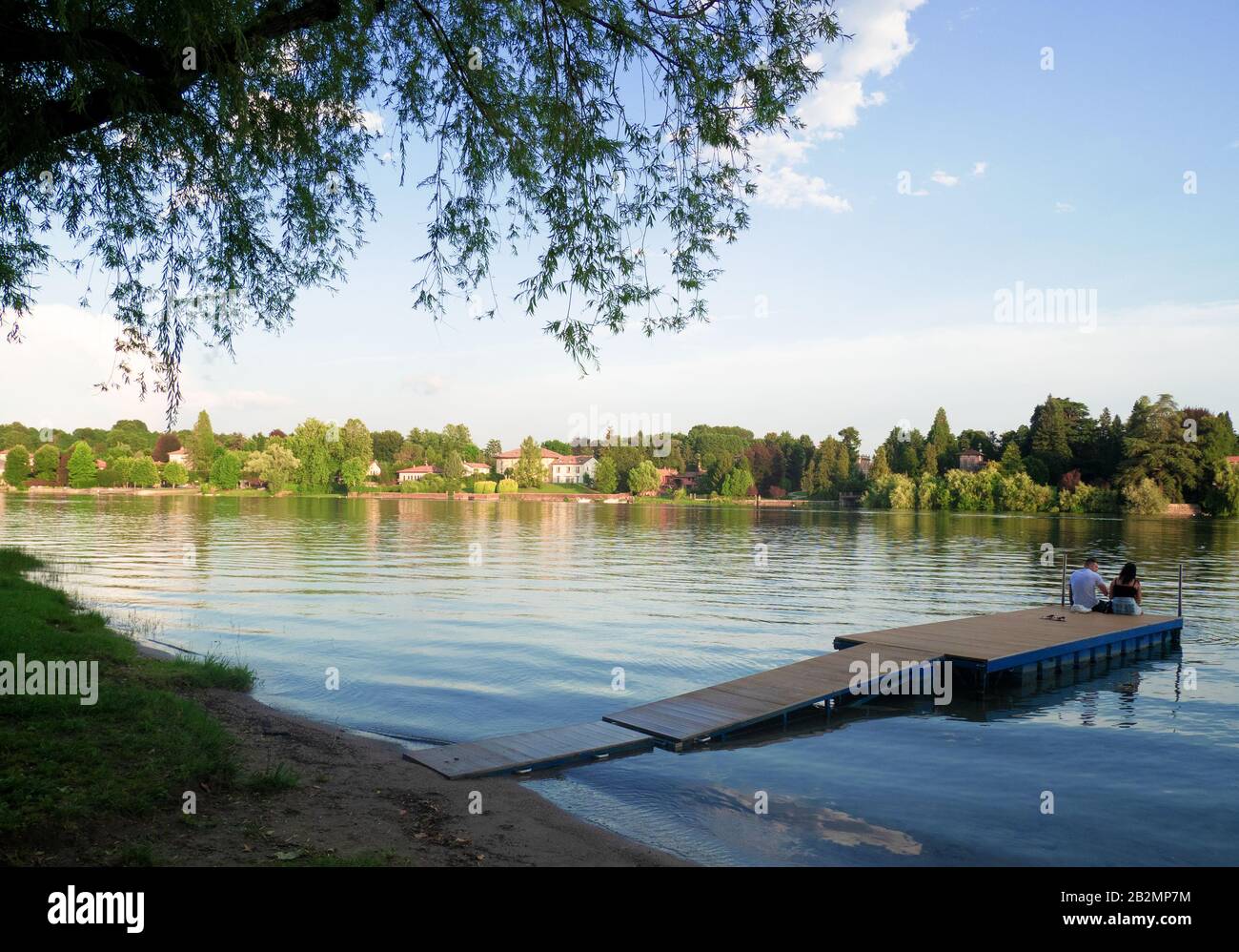 romantic spring landscape in the Ticino park crossed by the homonymous ...