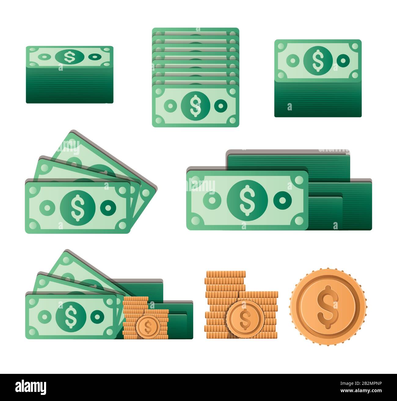 Isolated money coins and bills set vector design Stock Vector Image ...