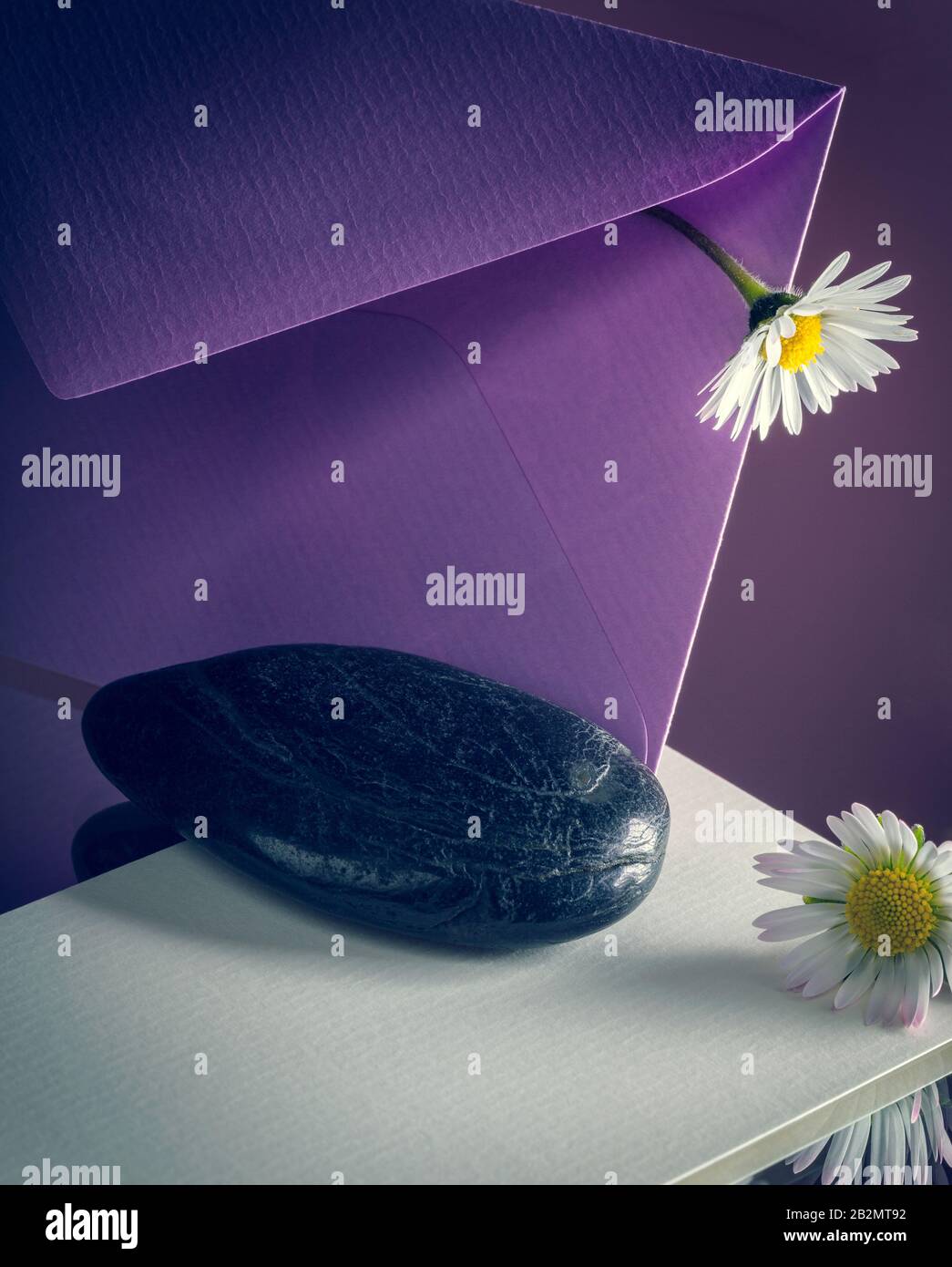 envelope and letter with daisies Stock Photo - Alamy