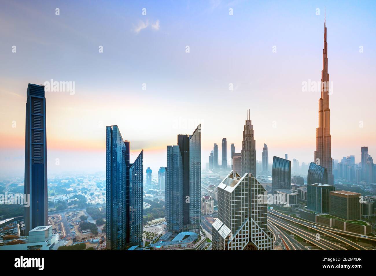 Dubai city skyline at sunset, United Arab Emirates Stock Photo - Alamy