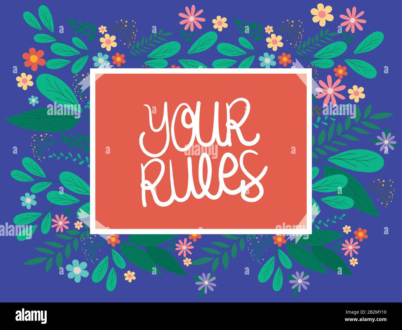your rules banner with leaves and flowers vector design Stock Vector ...