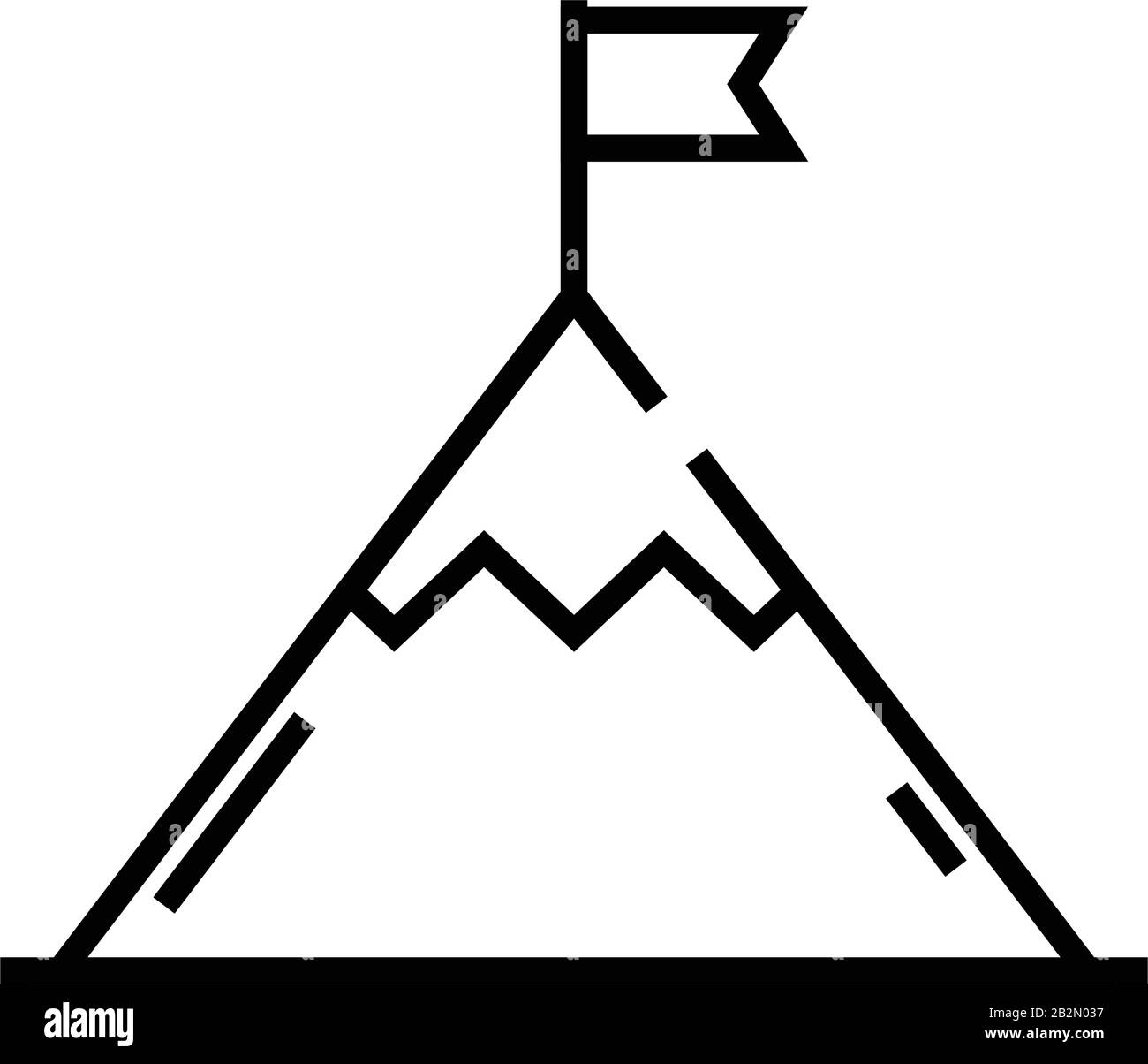 Target peak line icon, concept sign, outline vector illustration ...