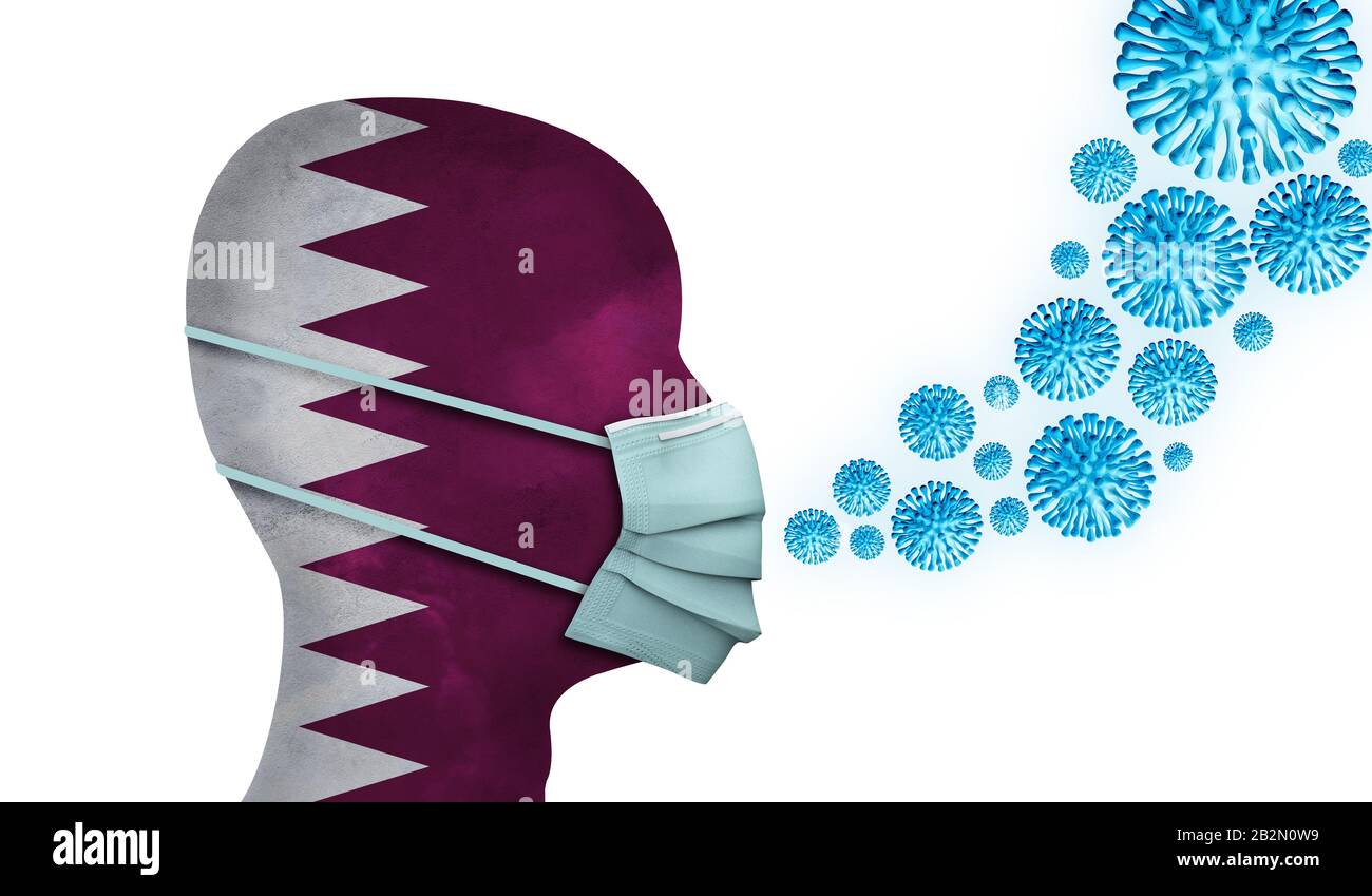 Qatar healthcare. Person with protective face mask. 3D Render Stock ...