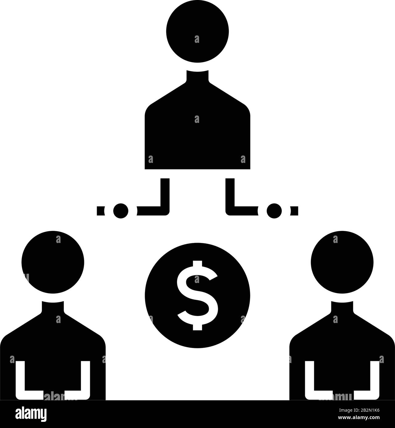 Money division black icon, concept illustration, vector flat symbol ...