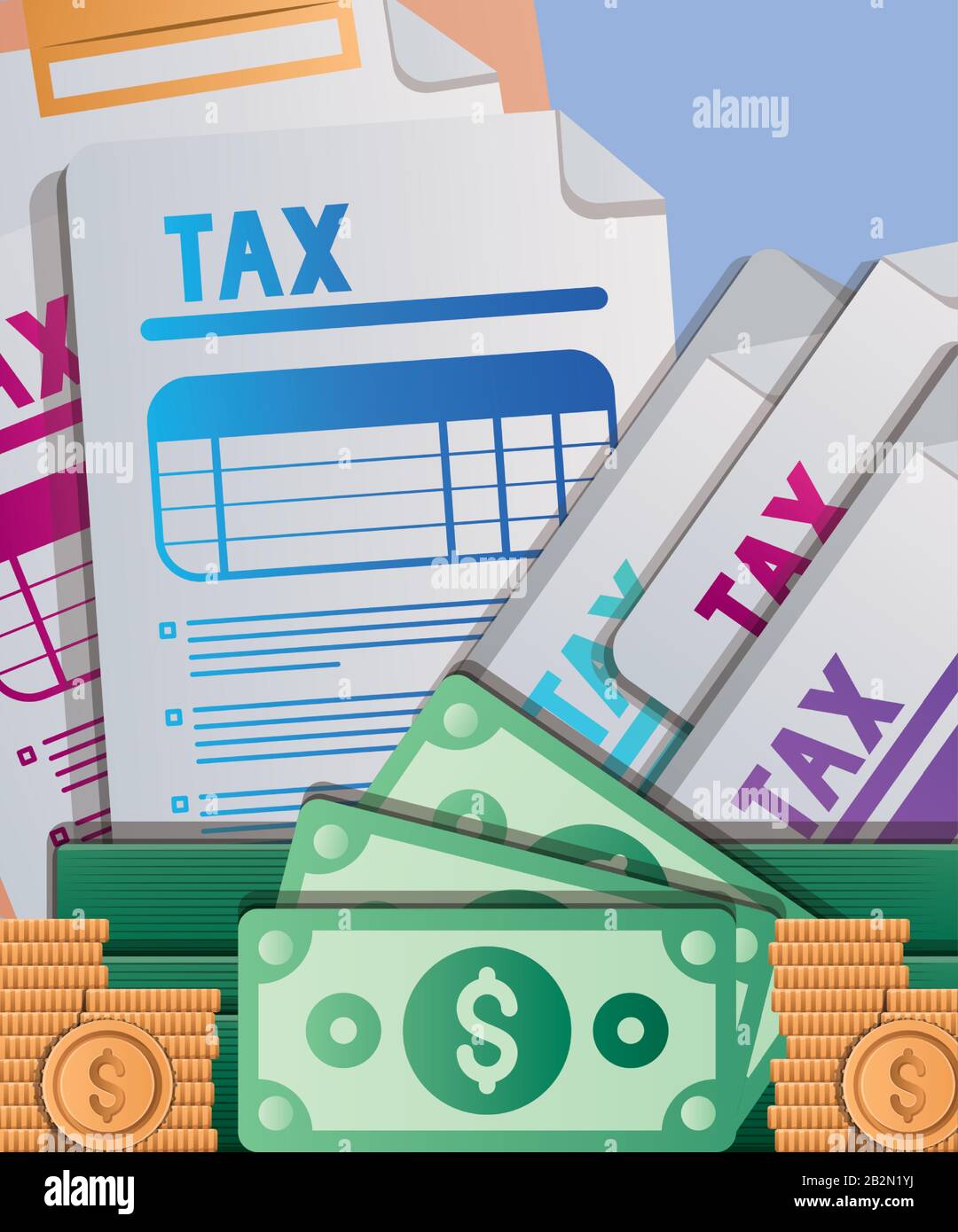 tax documents bills and coins vector design Stock Vector Image & Art ...
