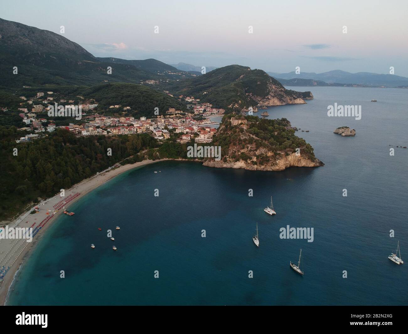 Greece Parga in Preveza Aerial view of famous Greek Caribbean tourist ...