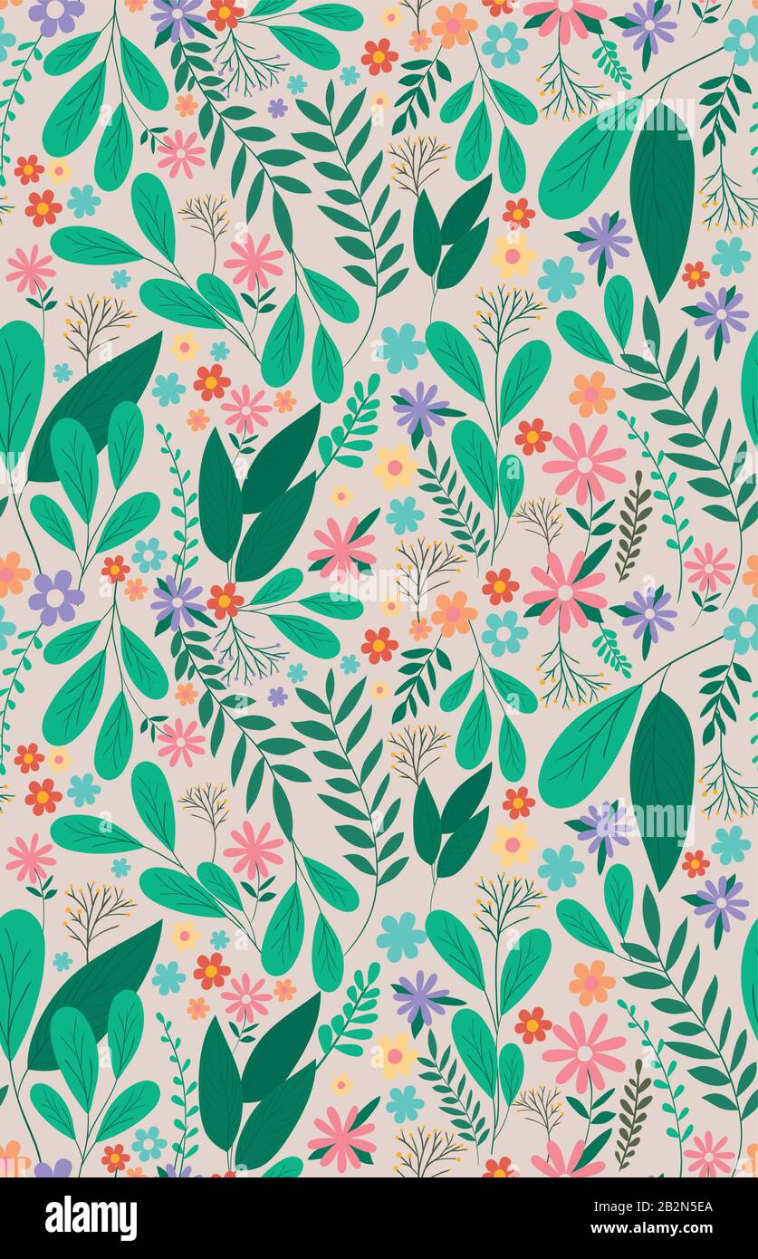 leaves and flowers background vector design Stock Vector Image & Art ...